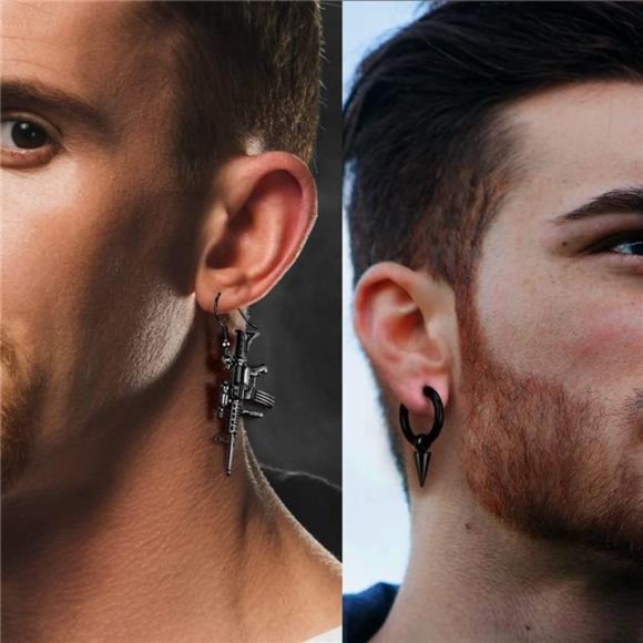 Accessories | 16 Pairs Stainless Steel Punk Y2k Black Dangle Earrings ...